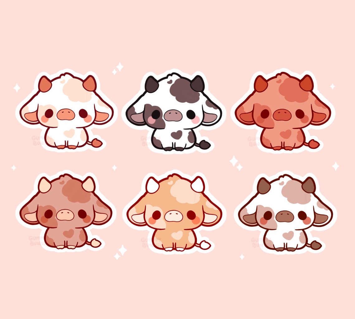 Cute Cow Sticker Set Cow Stickers Cute Decal Cut - Etsy Cute Cow Sticker Set Cow Stickers Cute Decal Cut - Etsy