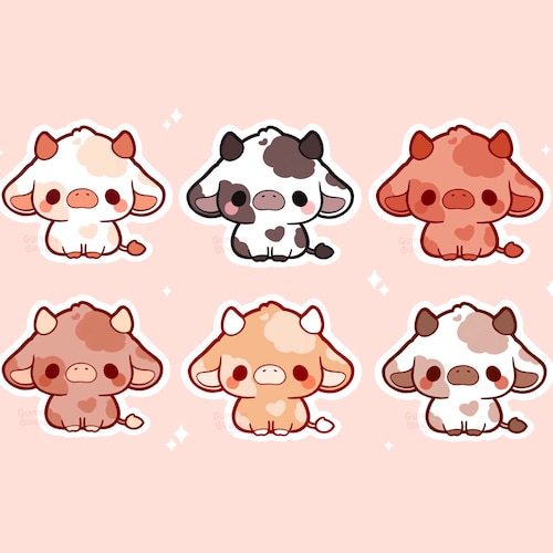 Cute Cow Sticker Set Cow Stickers Cute Decal Cut - Etsy Canada
