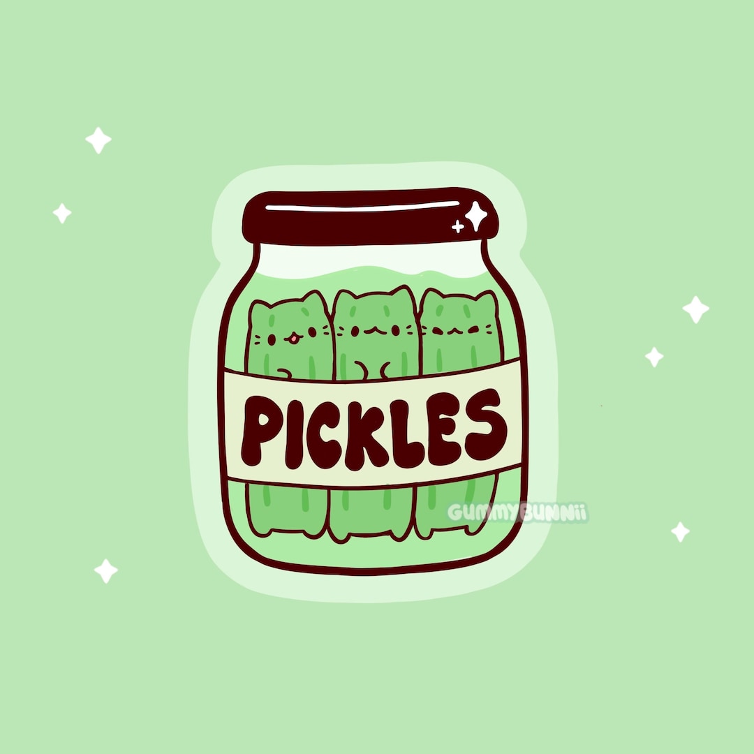 Cat Pickles Matte Vinyl Sticker Cute Pickles Sticker for Laptops ...