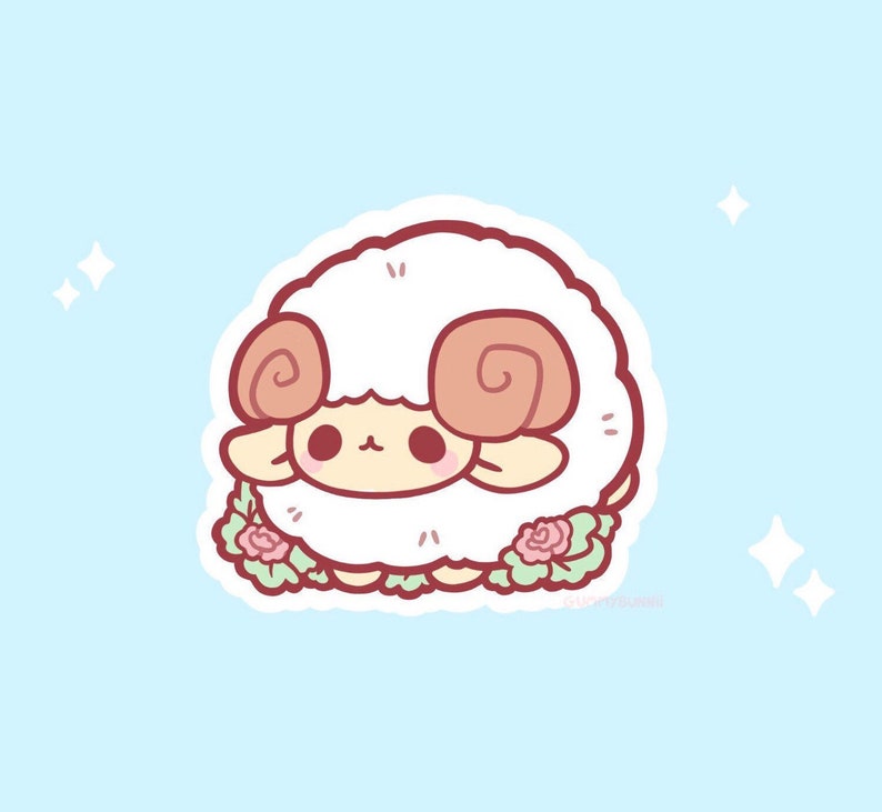 Floral Sheep Sticker - Stickers - Cute - Decal Cut - Etsy