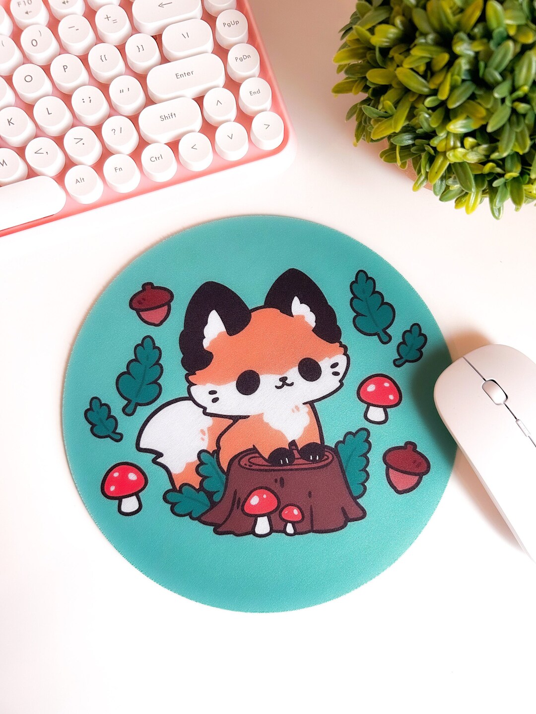 Forest Fox Mousepad Mouse Mat Kawaii Cute Cottage Core Round - Etsy