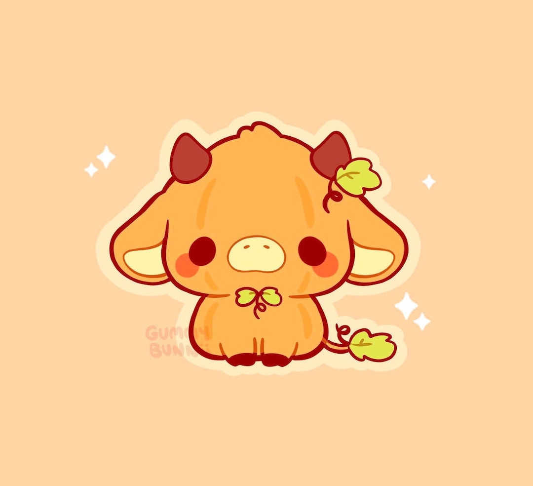 Kawaii Pumpkin Cow Matte Vinyl Sticker Stickers Fall Autumn Cute Decal ...