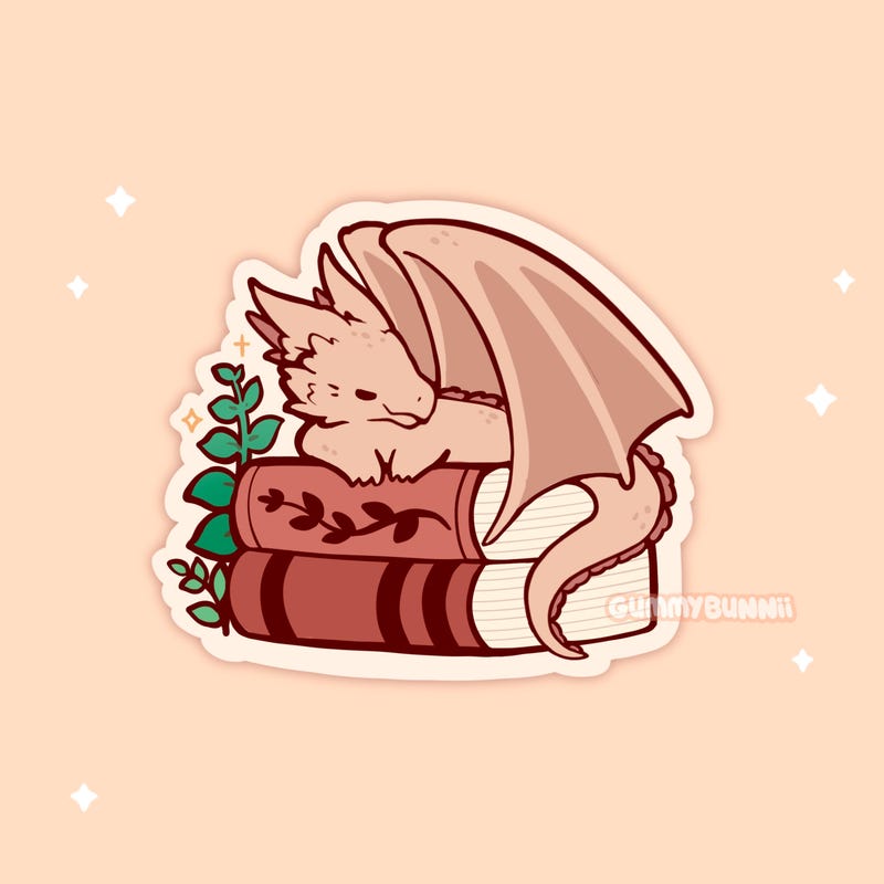 Dragon With Books Stickers - Etsy