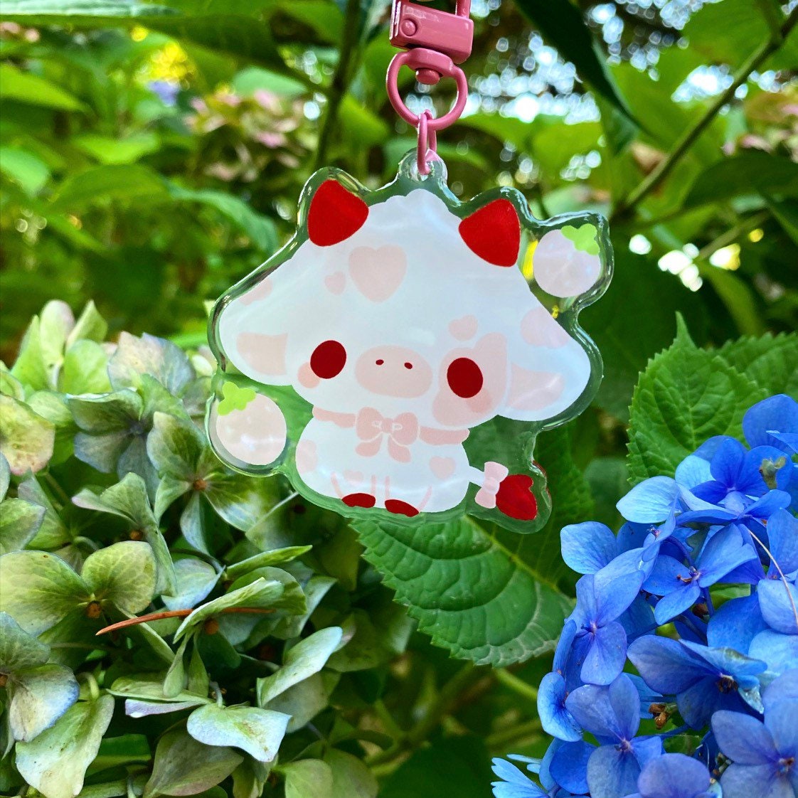 Kawaii Strawberry Cow Arcylic Keychain Strawberries Cows - Etsy
