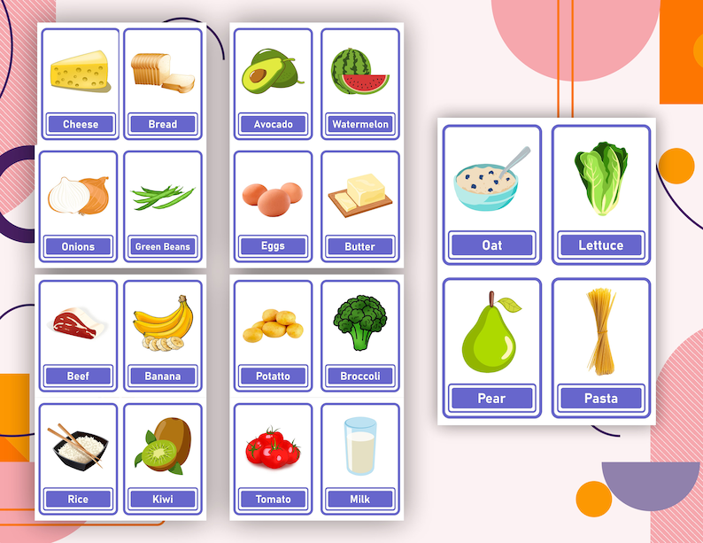 First Foods Flash Cards, Montessori Cards, Homeschool, Nomenclature ...