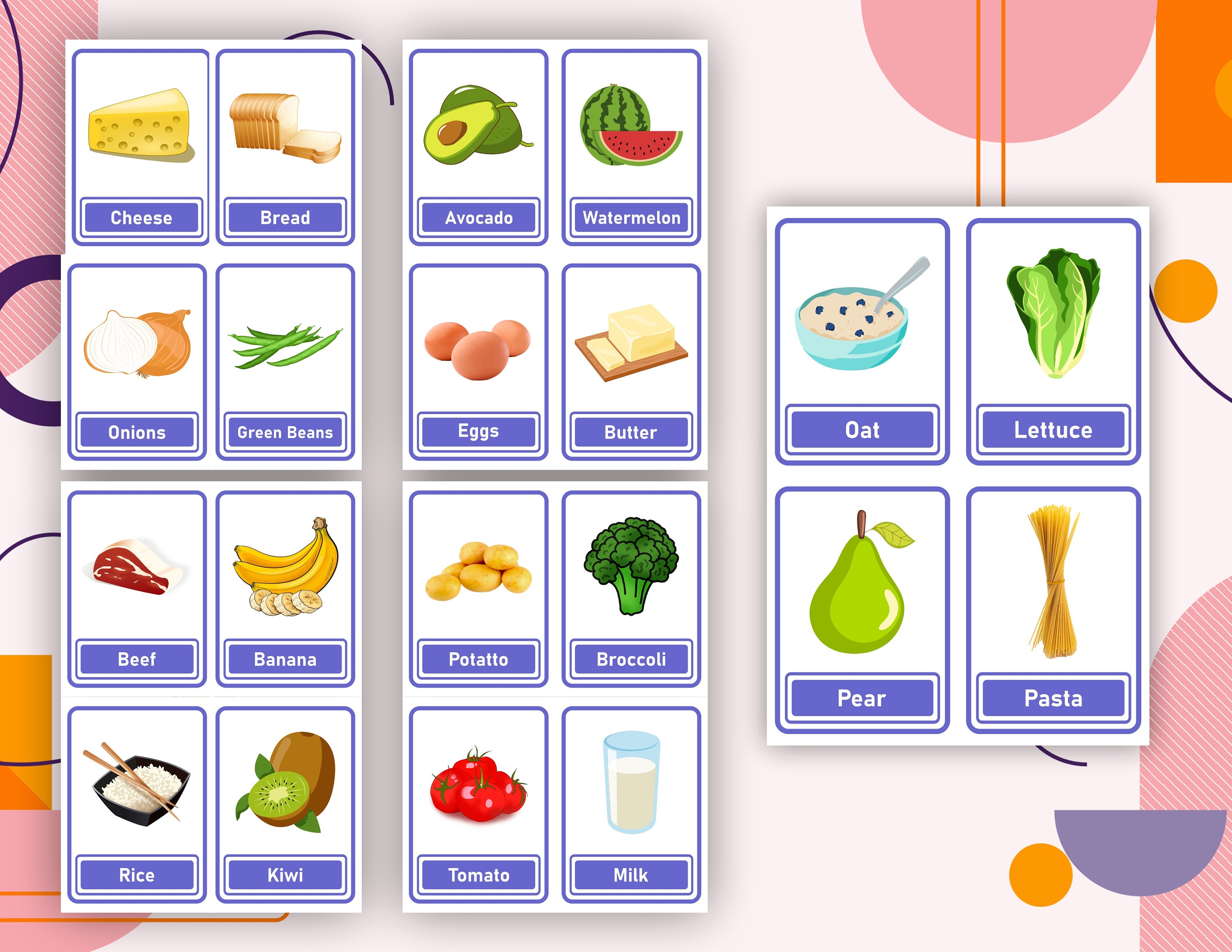 First Foods Flash Cards, Montessori Cards, Homeschool, Nomenclature ...