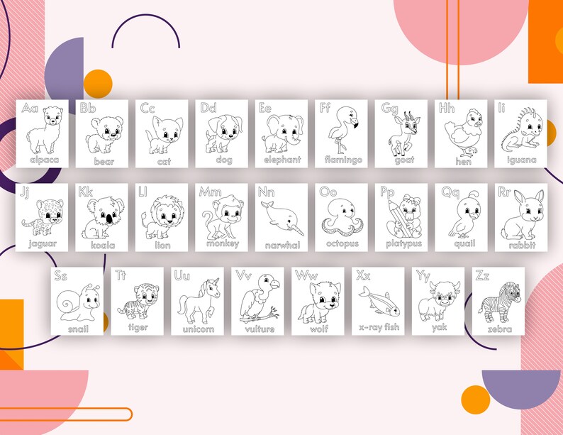 Animal Alphabet Coloring, ABC Animal Bundle, Printable, Classroom ...