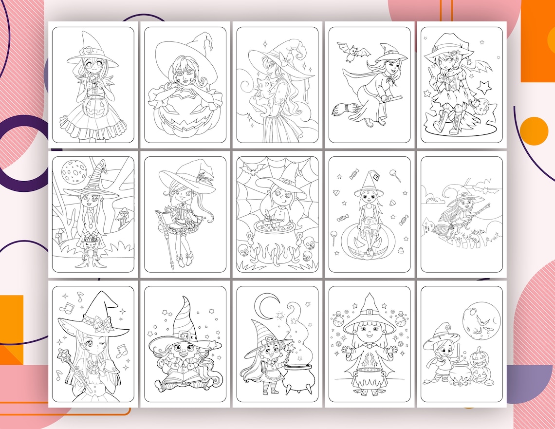 Kawaii Witch Coloring Pages, Cute Coloring Pages, Birthday Activity ...