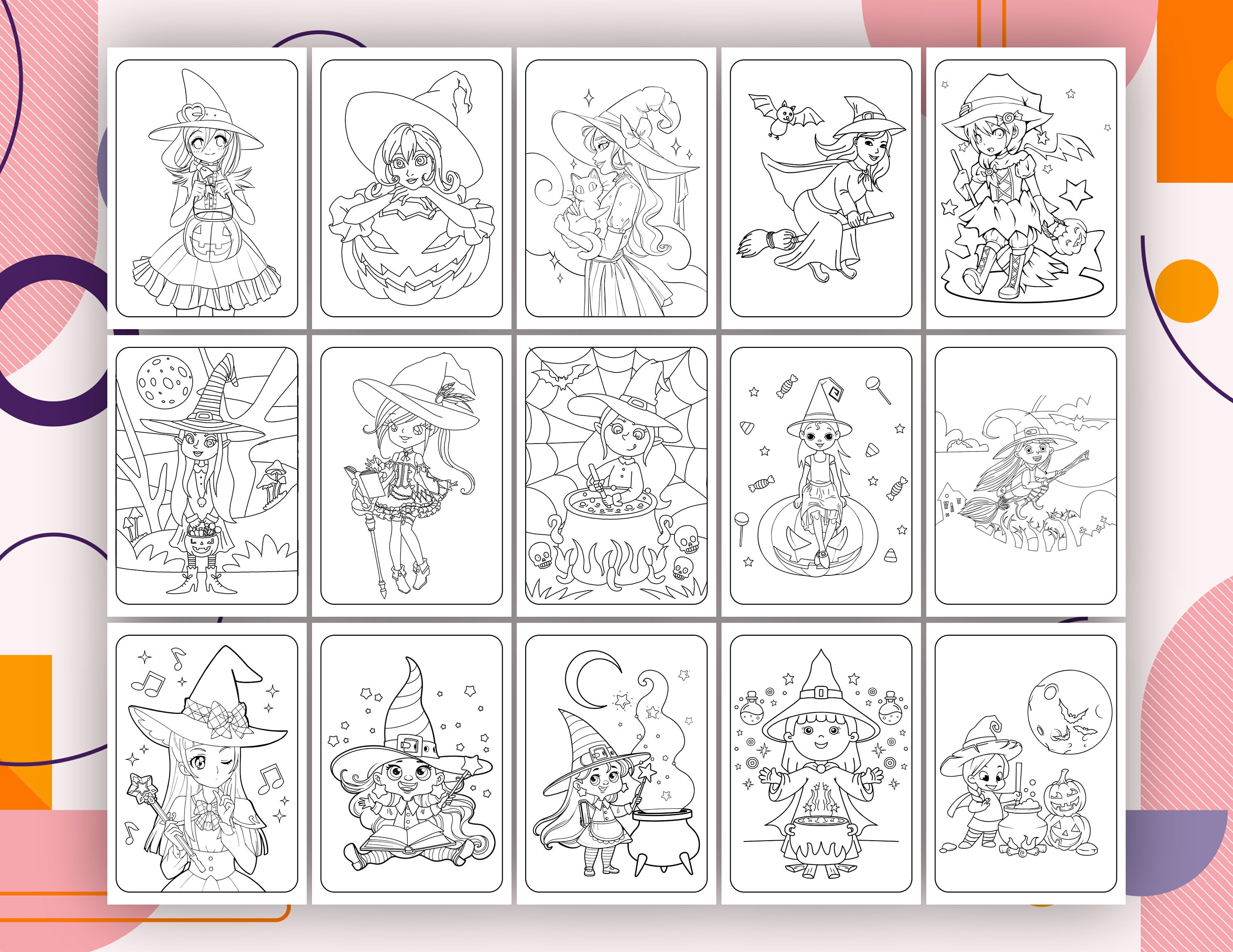 Kawaii Witch Coloring Pages, Cute Coloring Pages, Birthday Activity ...