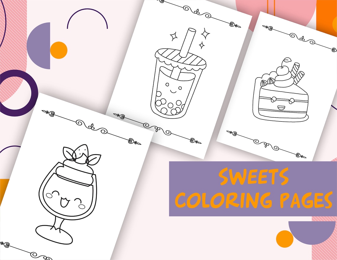 Sweets Coloring Pages, Sweets Printable, Birthday Activity, Coloring ...