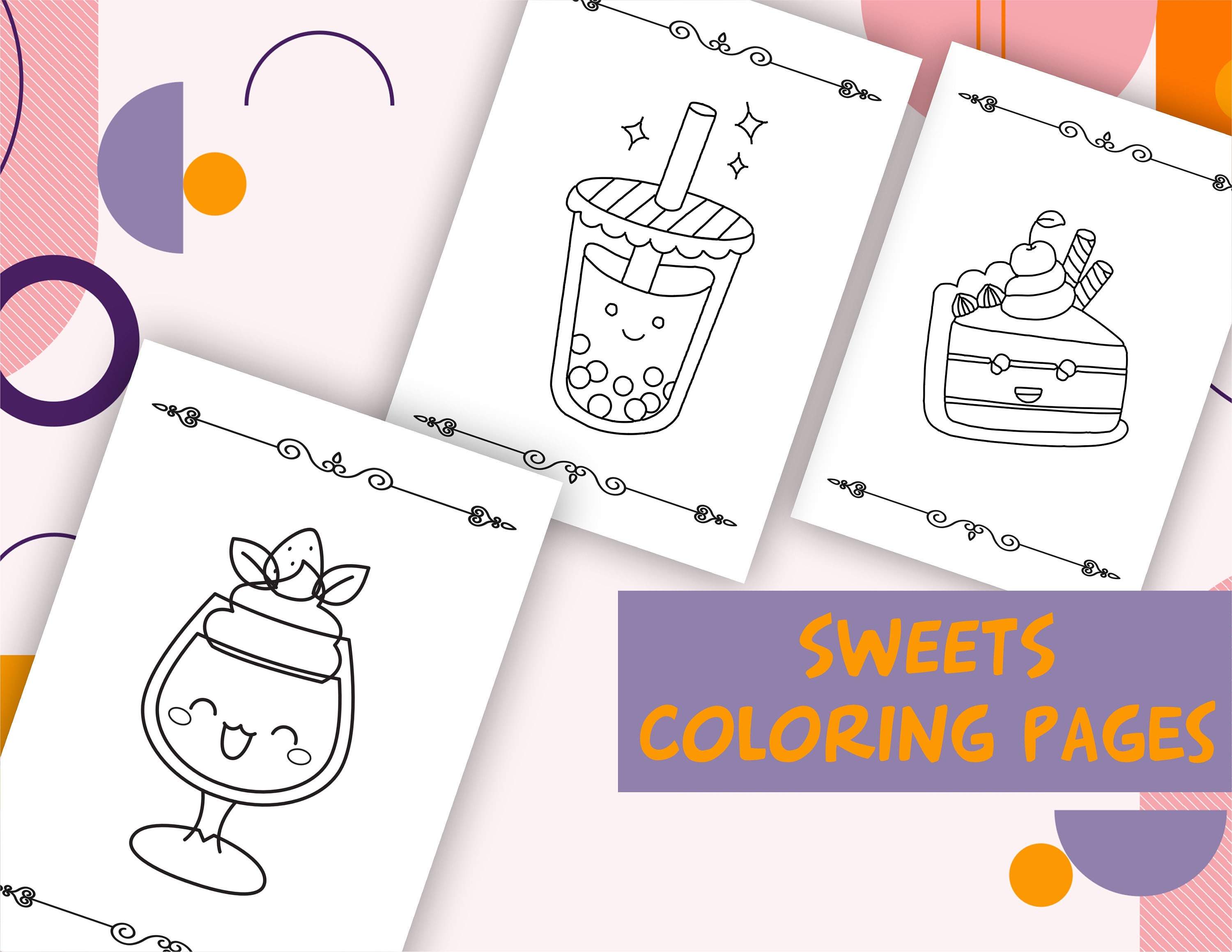 Sweets Coloring Pages, Sweets Printable, Birthday Activity, Coloring ...