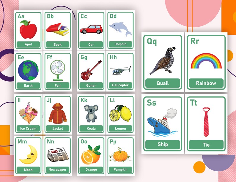 Tarjetas didácticas del alfabeto, Tarjetas didácticas ABC, Alfabeto A-Z ...