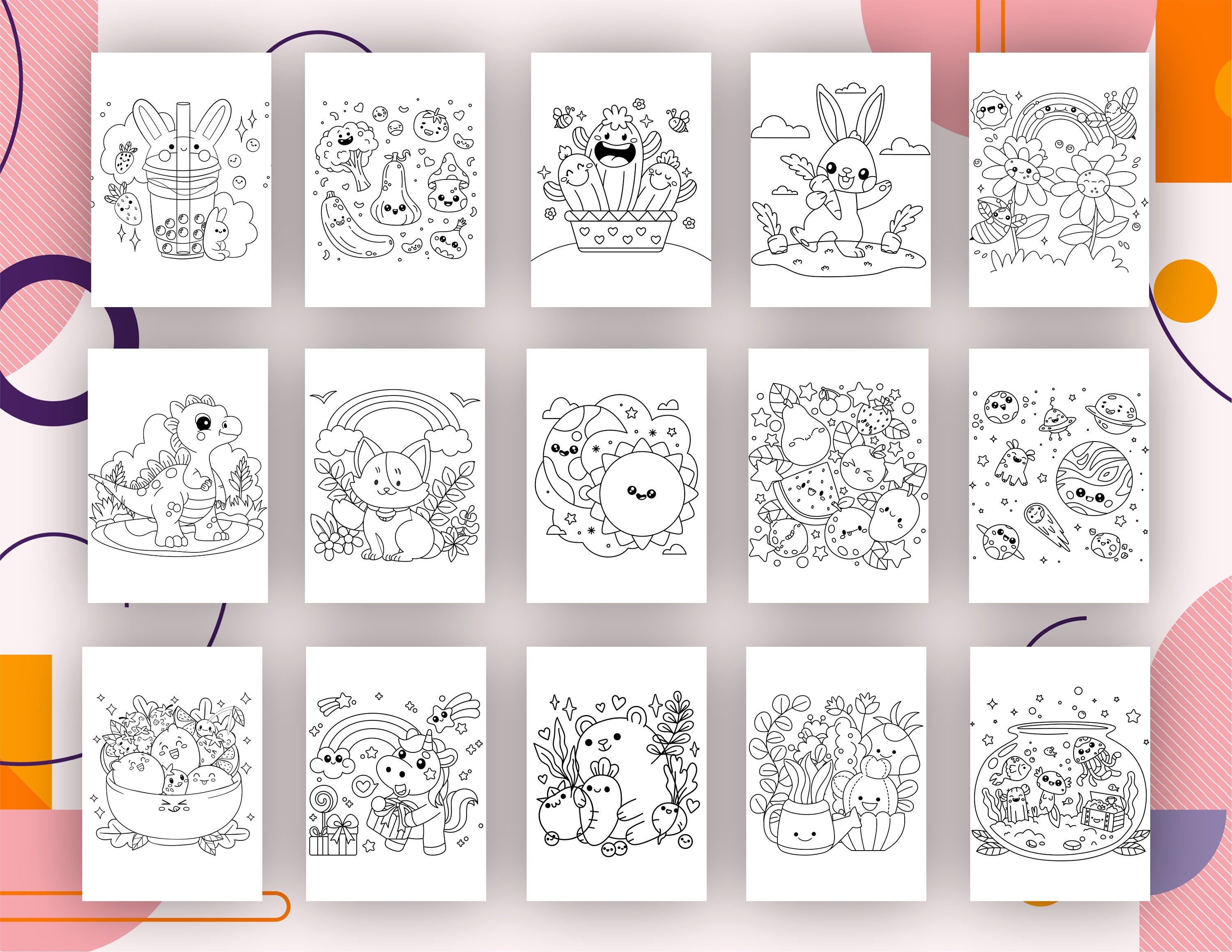 Kawaii Coloring Pages, Easy Coloring Pages for Kids, Cute Coloring ...