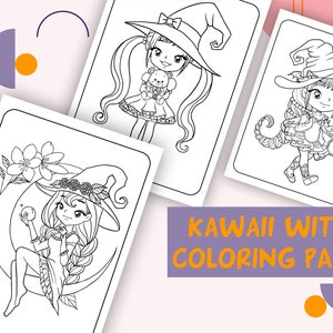 Kawaii Witch Coloring Pages, Cute Coloring Pages, Birthday Activity ...