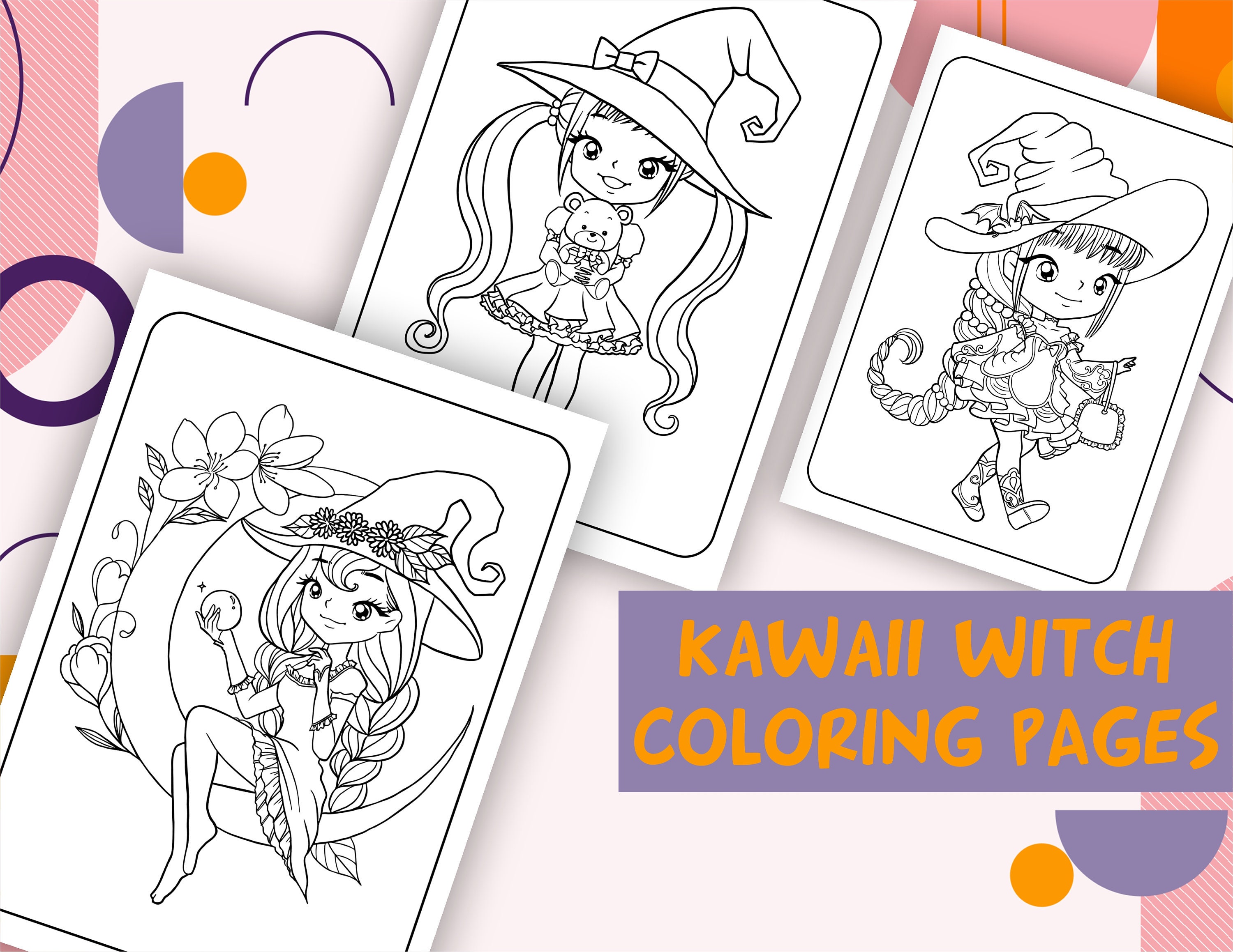 Kawaii Witch Coloring Pages, Cute Coloring Pages, Birthday Activity ...