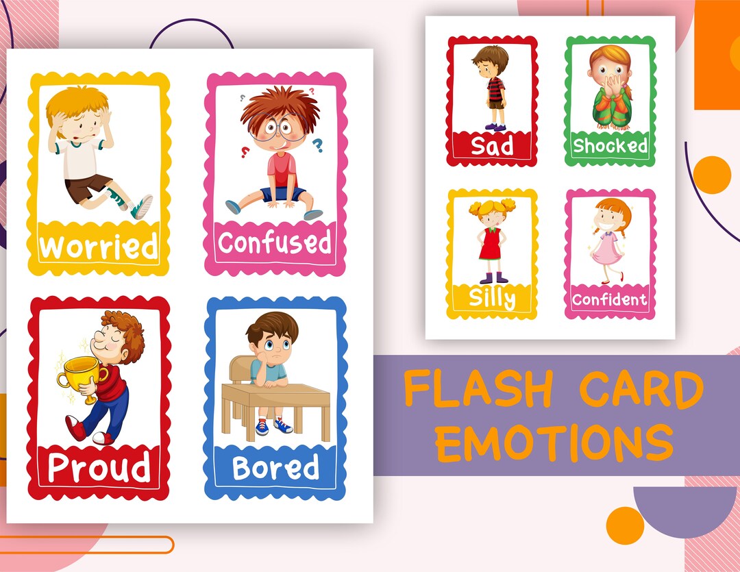 20 Emotions Flashcards, Feelings Flash Cards, Printable Emotion Cards ...