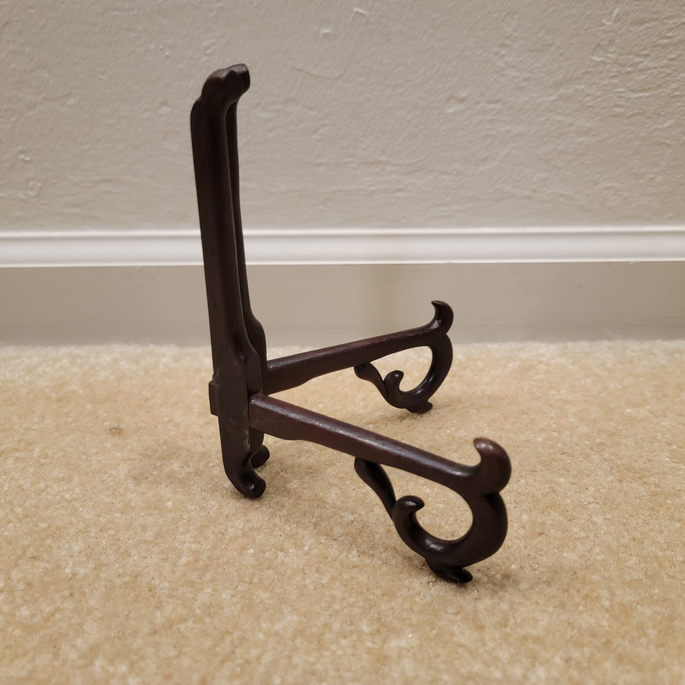 Vintage Asian Brown Rosewood Heavy Duty 13 Tall Hinged Display Stand ...