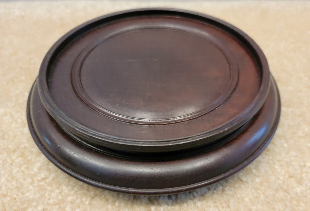 Vintage Asian Round Hardwood Riser, Stand Base, Display Stand, Pedestal ...