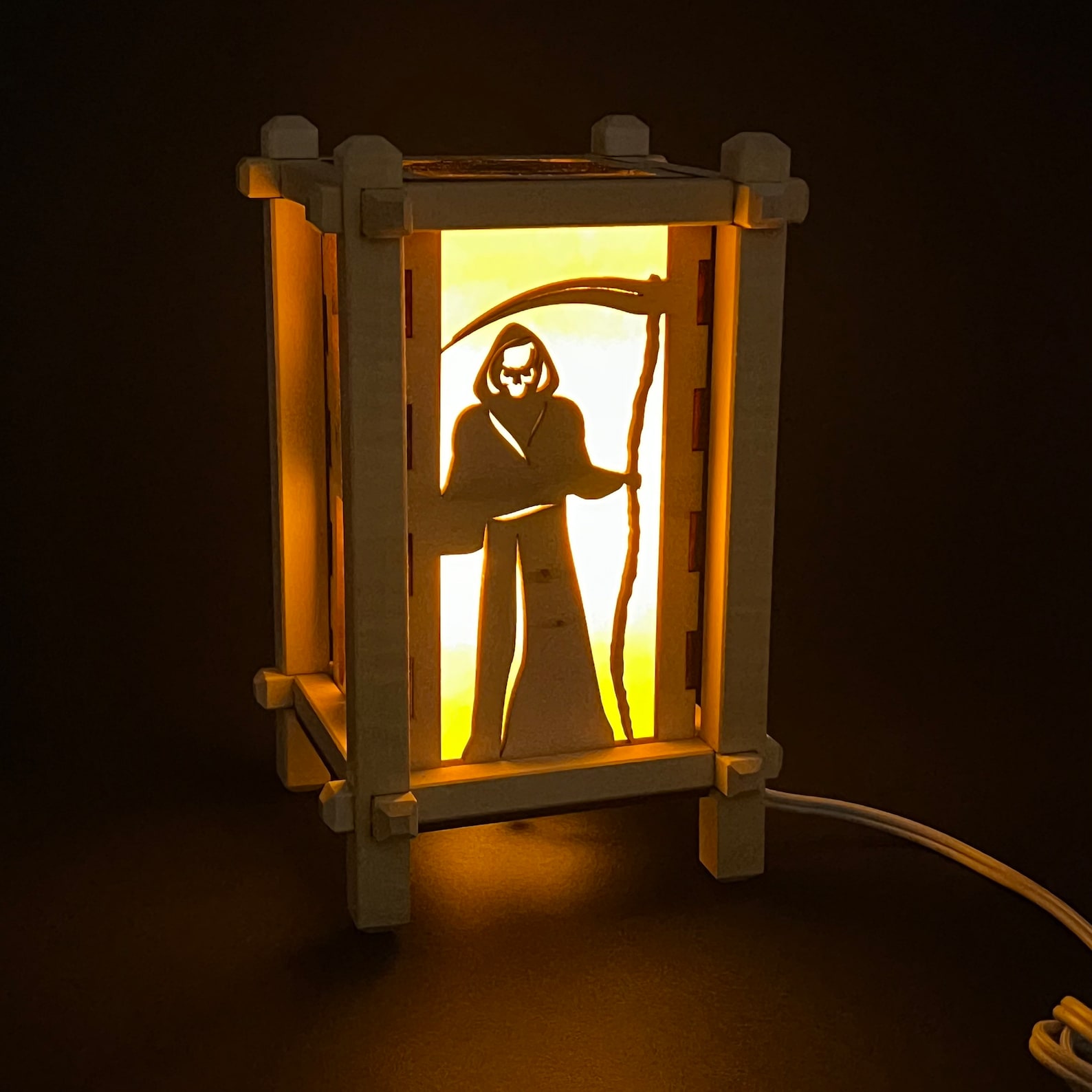 Halloween Grim Reaper Mini Shoji Japanese Lantern With Swappable Laser ...