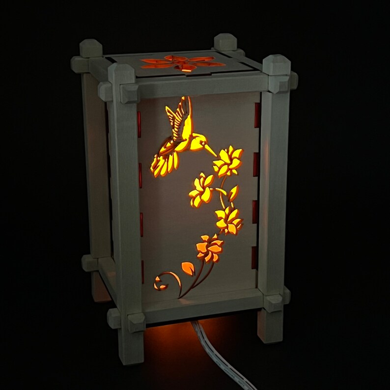 Mini Shoji Japanese Lantern With Swappable Laser Etched Tea Lamp Insert ...