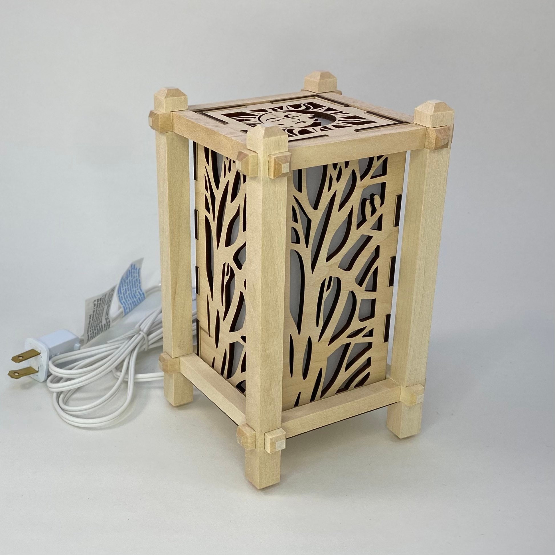 Mini Shoji Japanese Lantern With Swappable Laser Etched Tea Lamp Insert ...