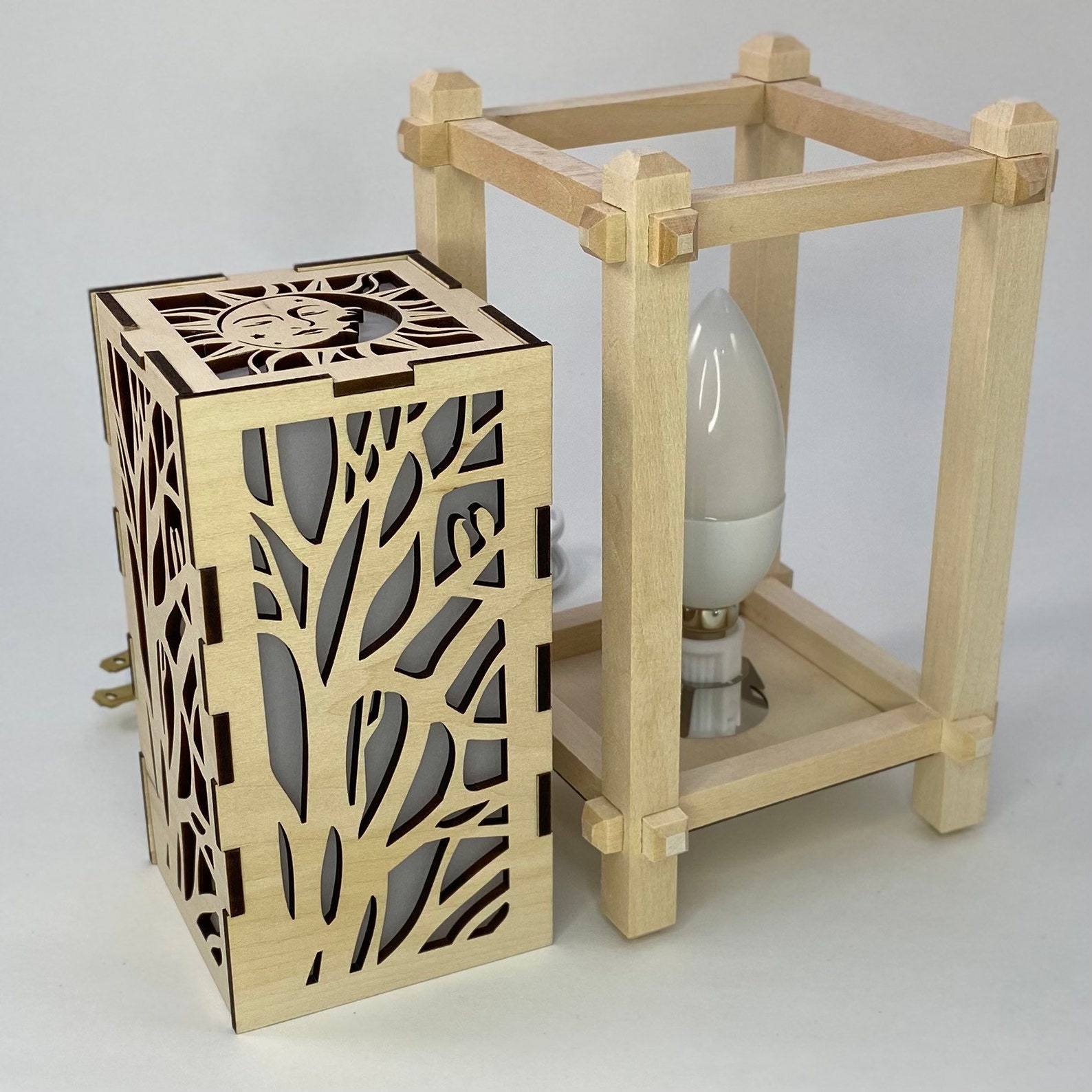 Mini Shoji Japanese Lantern With Swappable Laser Etched Tea Lamp Insert ...