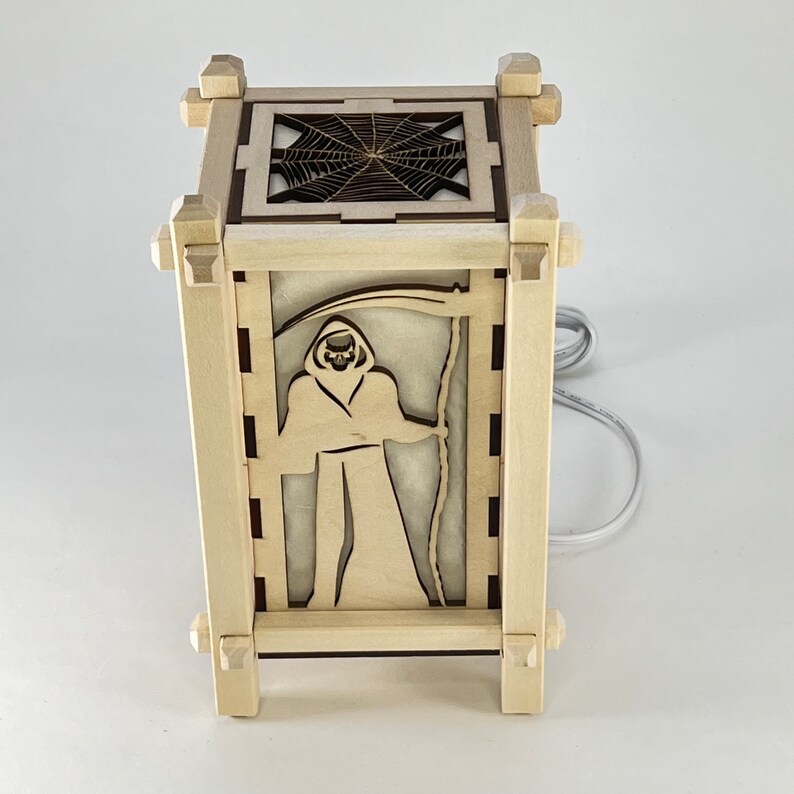 Halloween Grim Reaper Mini Shoji Japanese Lantern With Swappable Laser ...