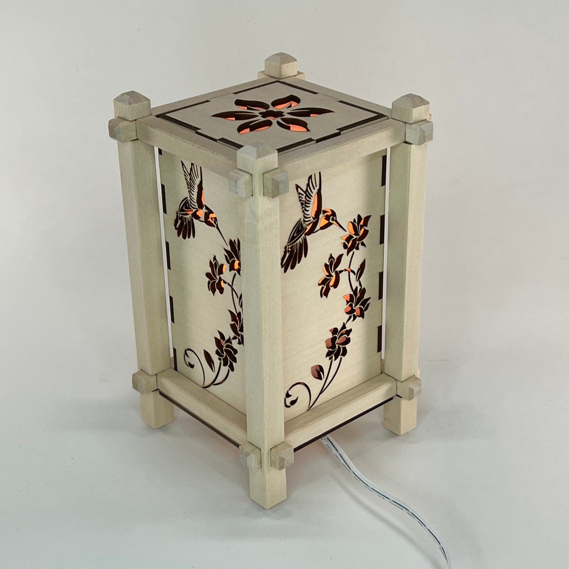 Mini Shoji Japanese Lantern With Swappable Laser Etched Tea Lamp Insert ...