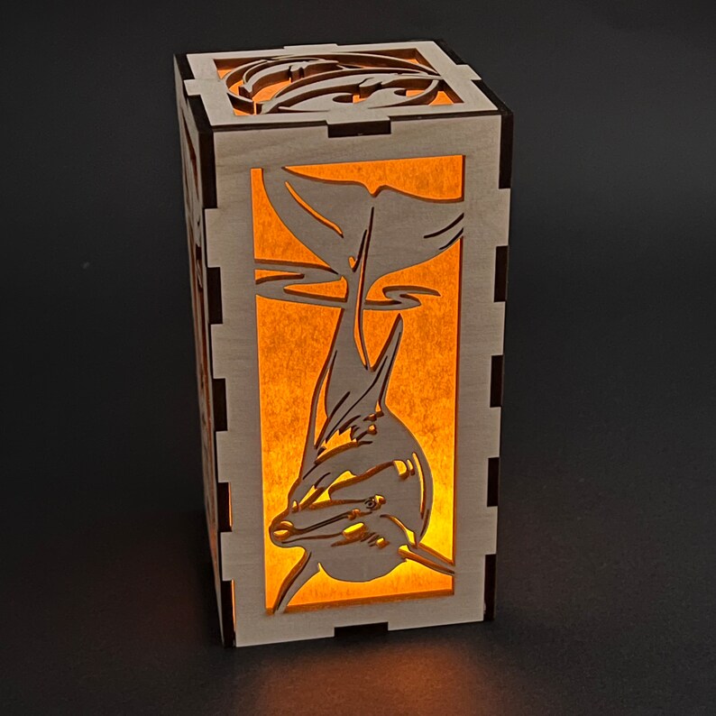 Mini Shoji Japanese Laser Etched Tea Lamp / Lantern Insert Dolphin ...