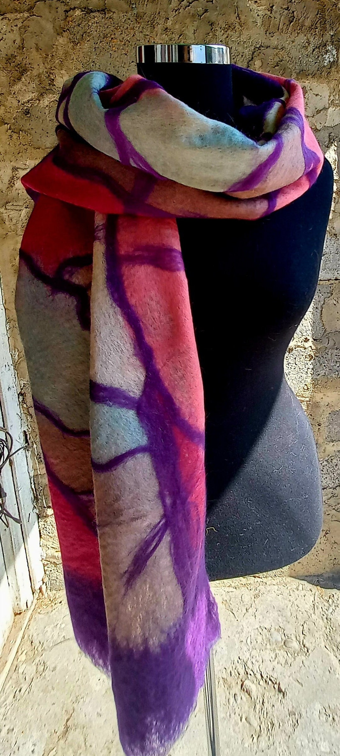 Felted Scarf / Wool Scarf / Handmade Felted / Woman Handmade Felted ...