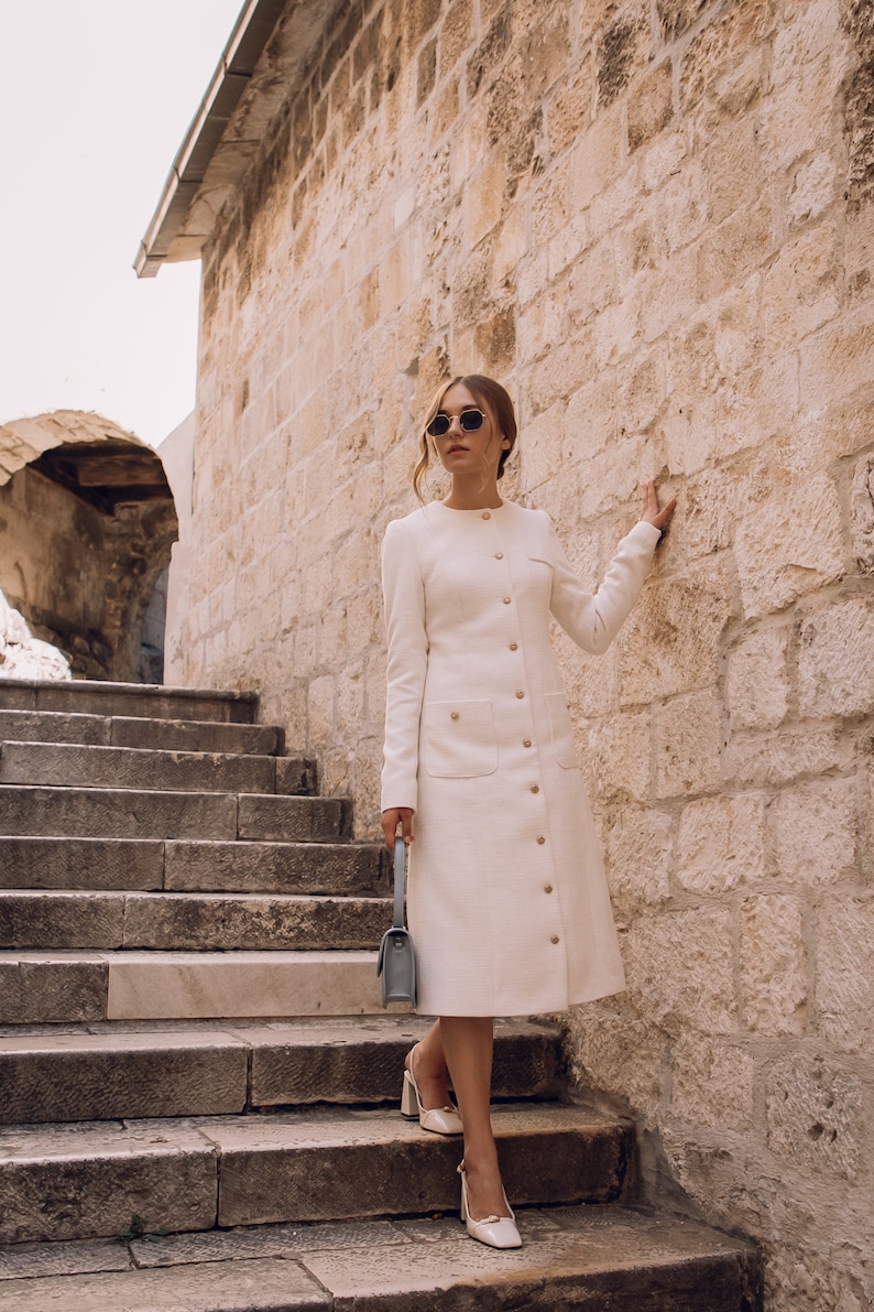 Classic Tweed Dress for Special Occasions, Tweed Elegant Dress for ...