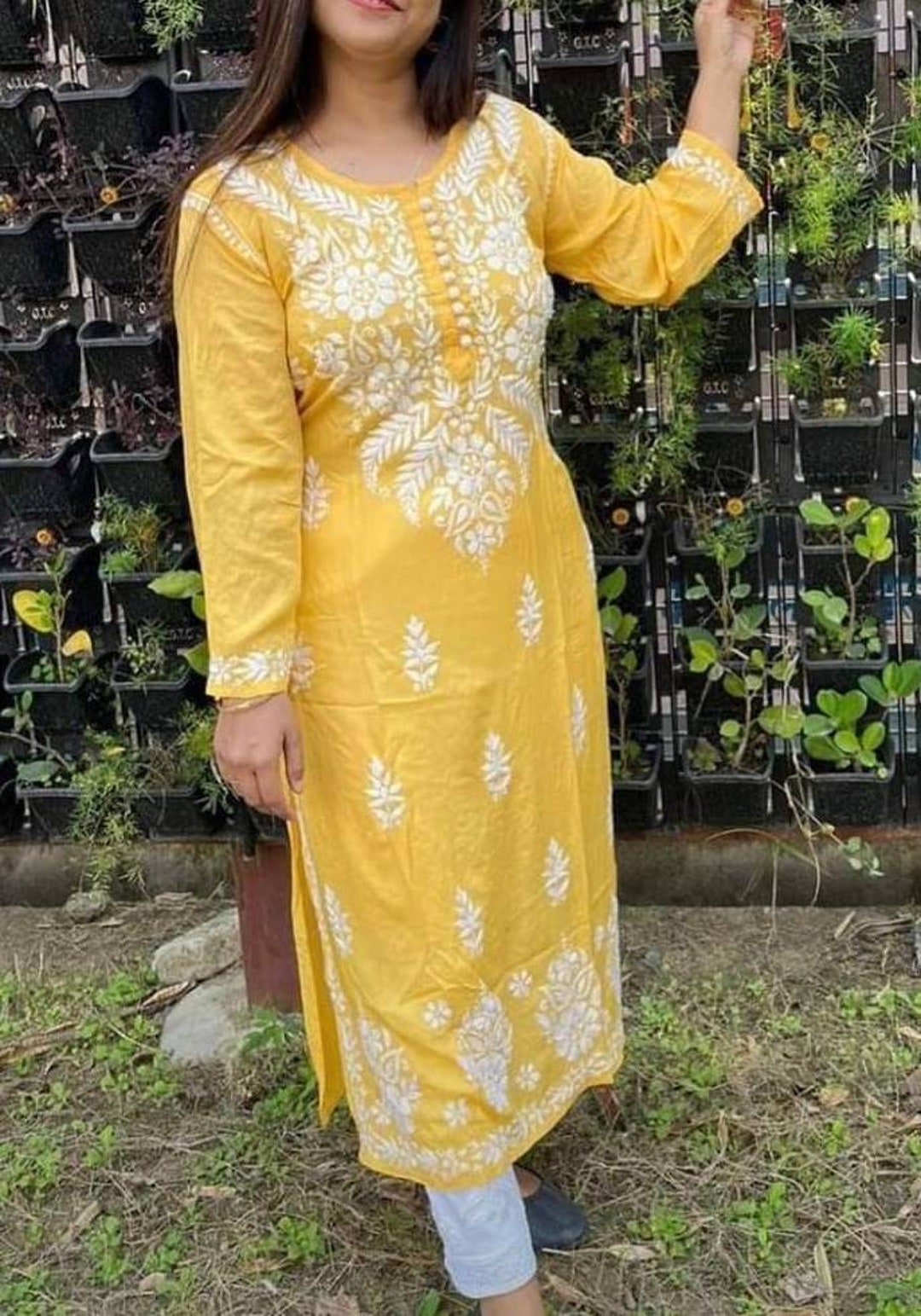 Pure Modal Stuff Hand Embroidered Chikankari Long Kurti - Etsy