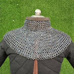 Chainmail Collar , Neck Protuction Collar , Chainmail Neck Mantle , 9 Mm Titanium Flat Rivited ...