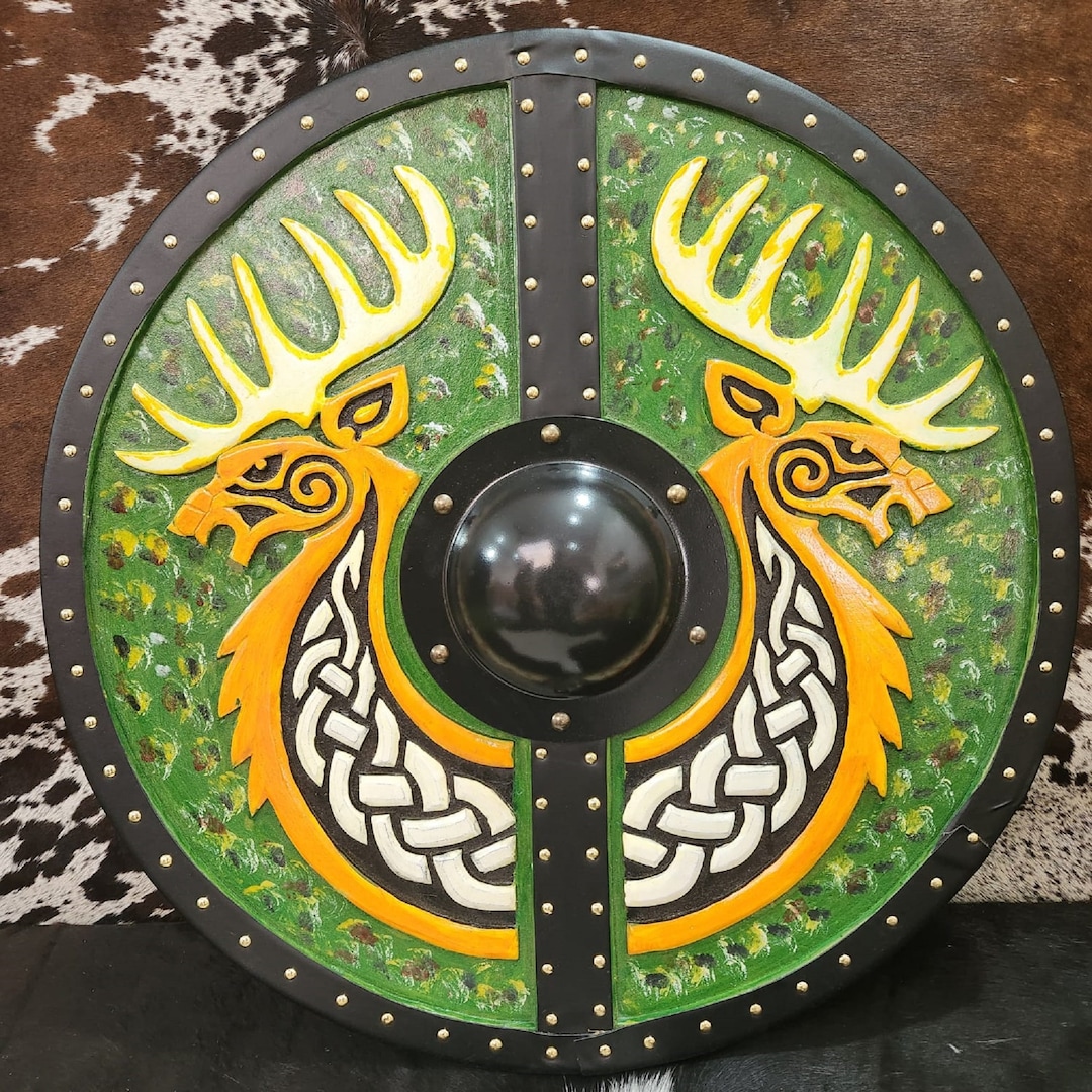 Viking Round Shield, 24 Inch Knight Battle Warrior Shiled ,wooden ...