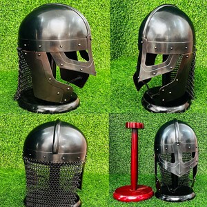 Medieval Raven Helmet , Chain Mail Battle Ready Helmet , Viking Helmet ...