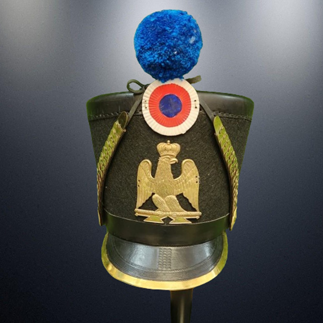 Black Shako Hat With Detachable Red Toorie With Brass Badges and Brass ...