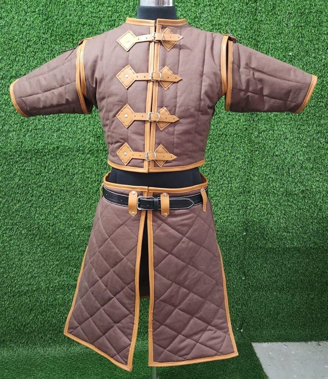 Medieval Gambeson With Leather Trimmed thick Armor Gambeson - Etsy