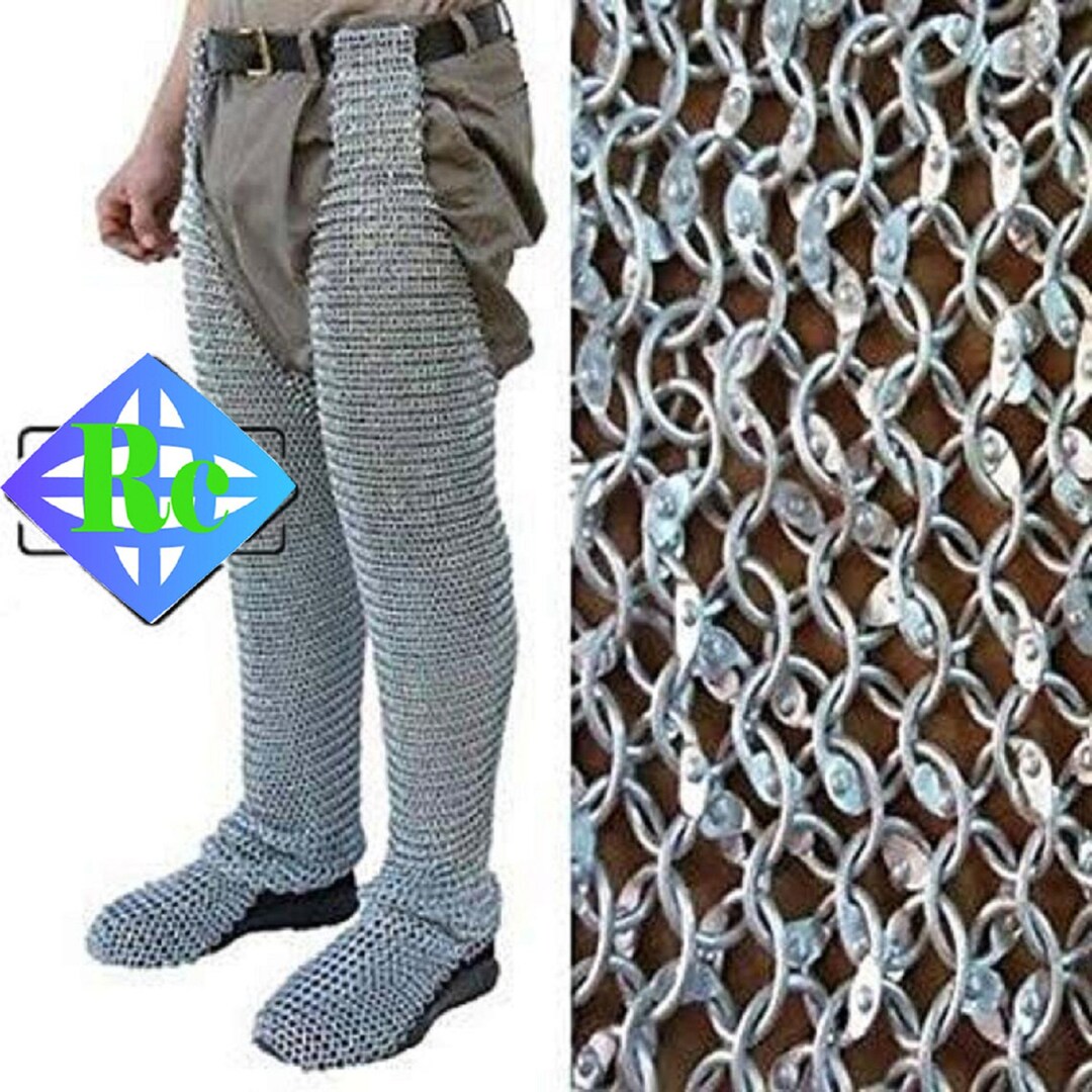 Chain Mail Leggings 9 Mm Round Riveted Chain Mail Chausses Galvanized ...