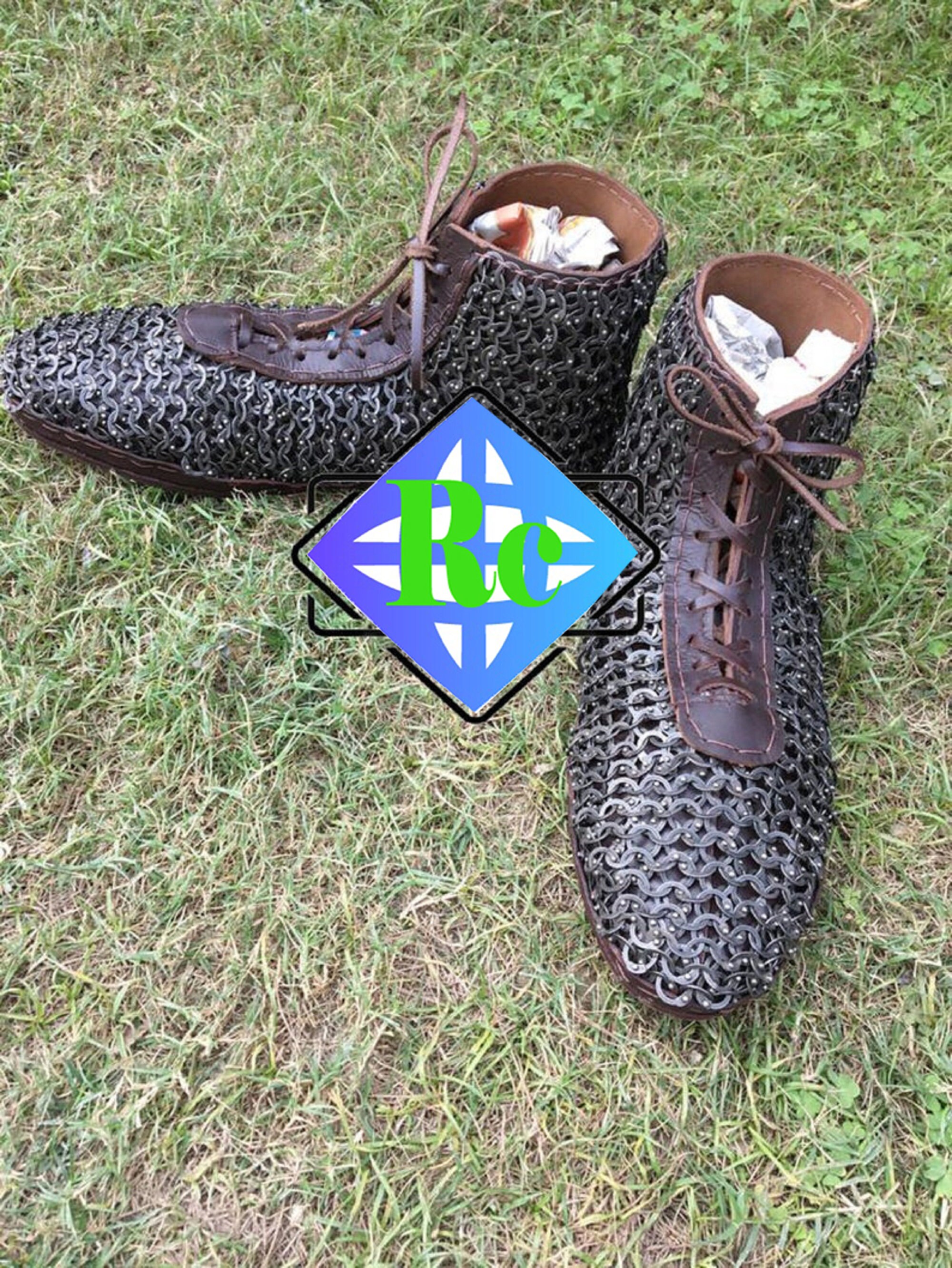 Leather Chain Mail Shoes 9 Mm Flat Ring All Ring Dome Riveted - Etsy