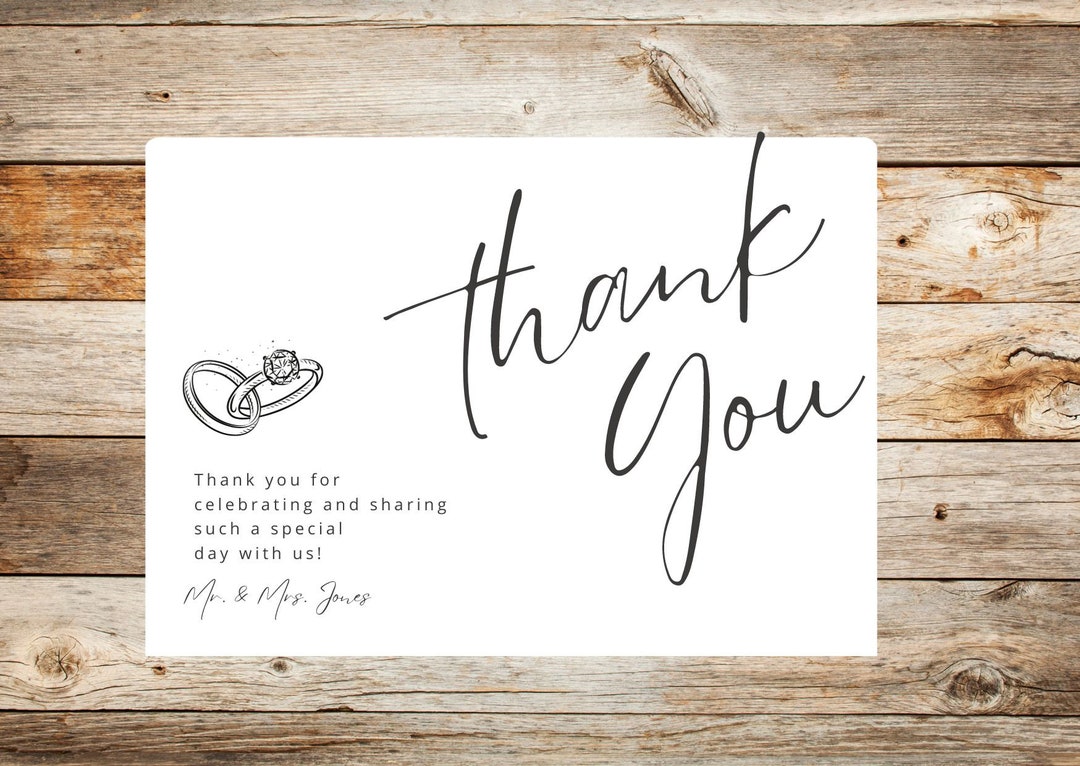 Simple Thank You Wedding Cards - Etsy