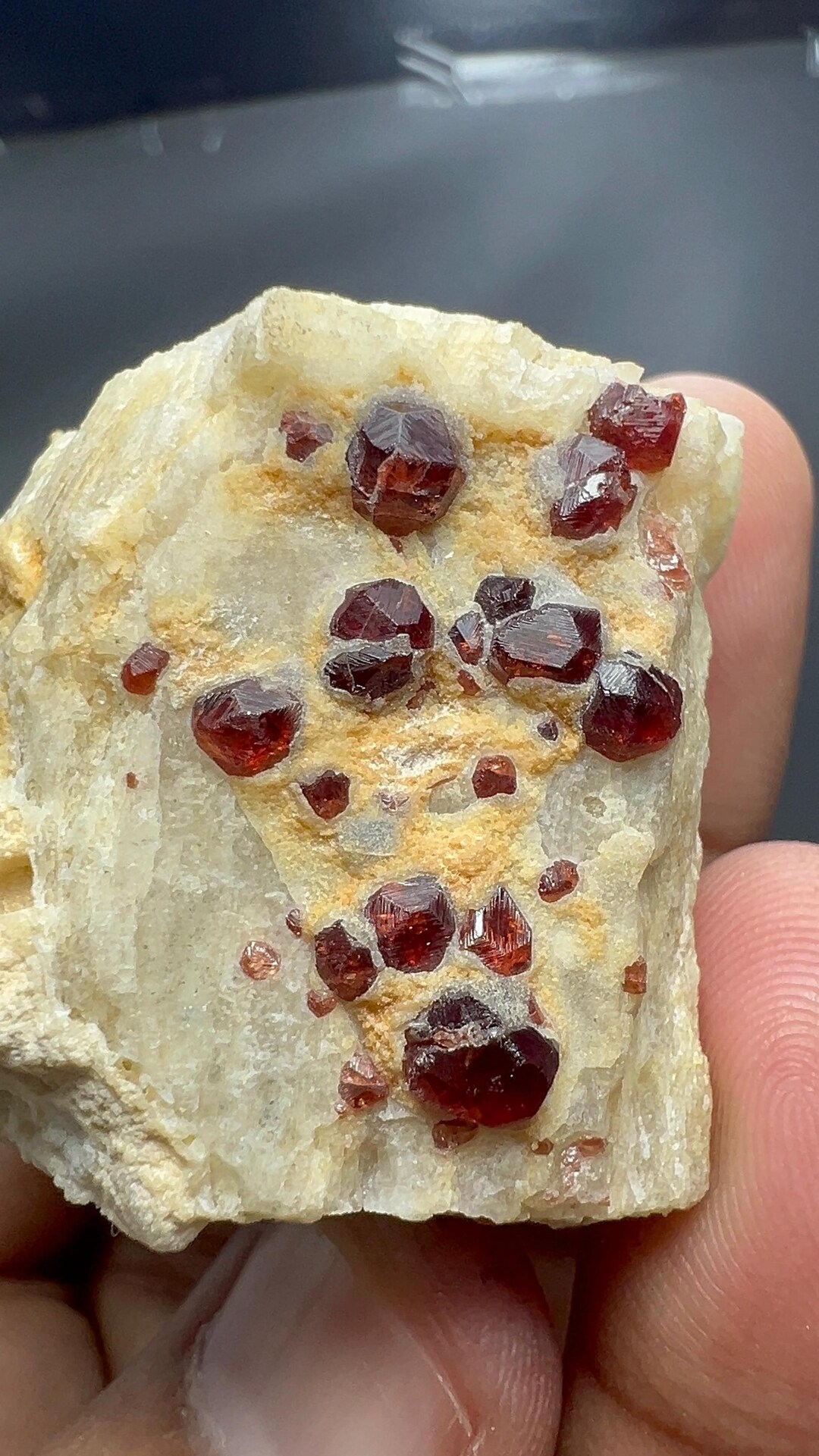 Natural Red Garnet Crystals on Matrix – Raw Mineral Specimen, Healing ...