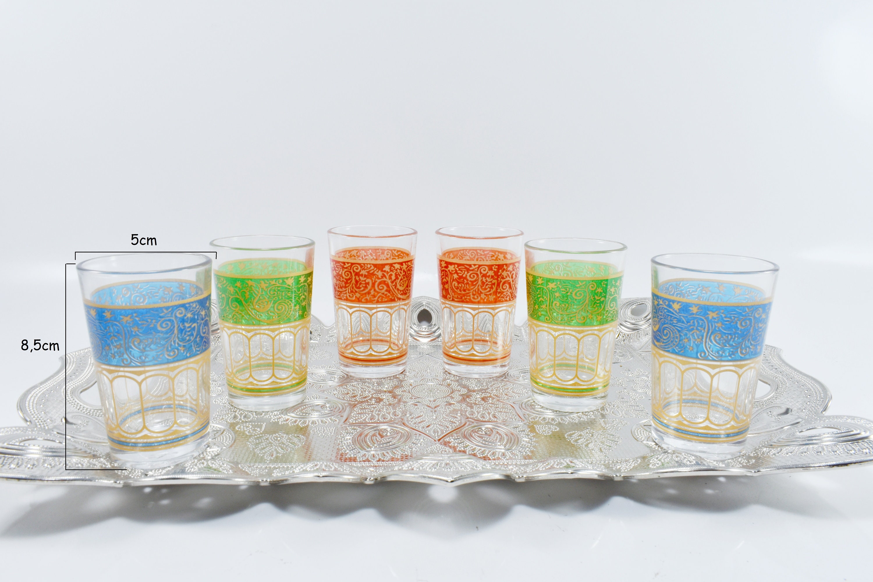 Traditional Moroccan Mint Tea Set Engraved Tea Tray Set Of 6 | Etsy