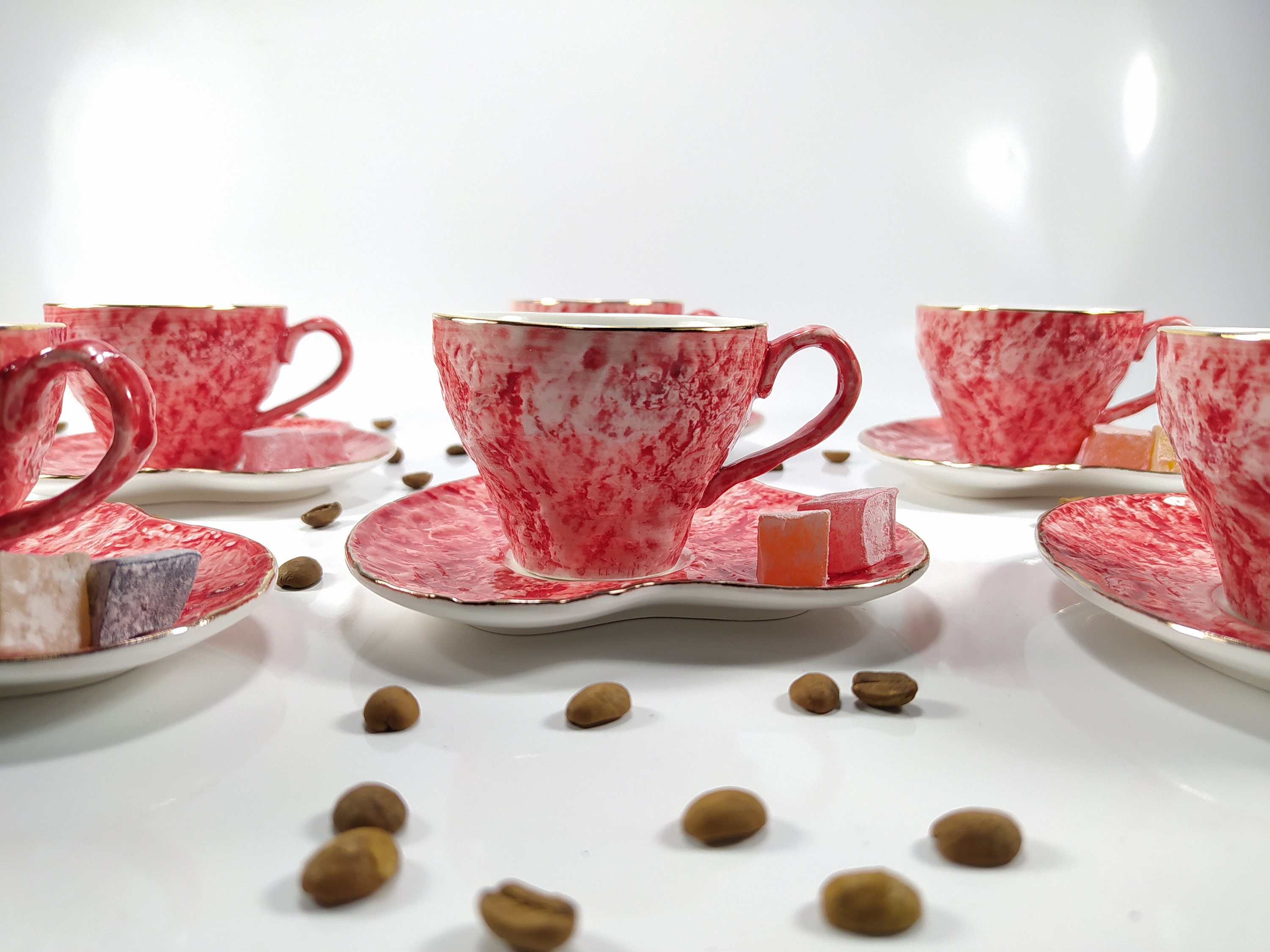 Colorful Ceramic Coffee Set Blue Red Yellow Green Coffee | Etsy