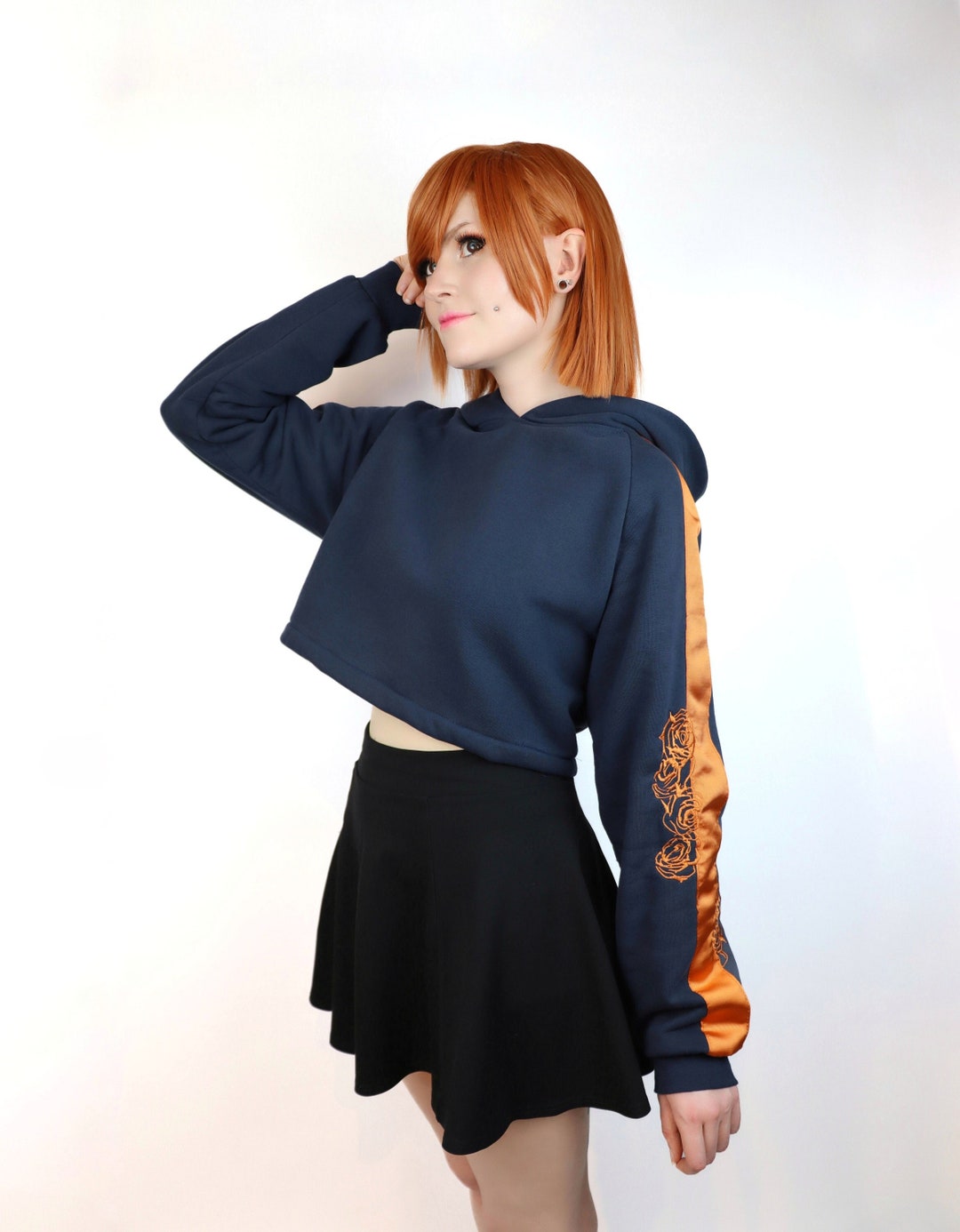 Streetwear Anime Hoodie Crop Sweater Cosplay Nobara Demon Cropped ...