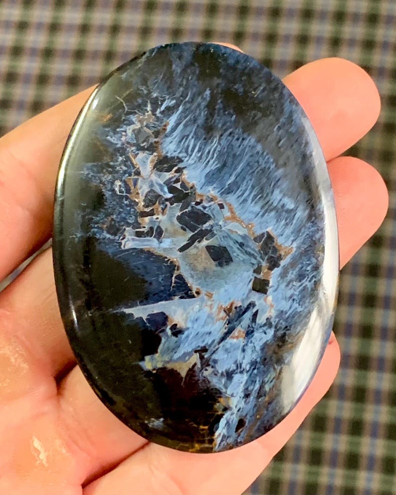 Rare Namibian Tempest Pietersite Cabochon Chatoyant Blue Storm Stone ...