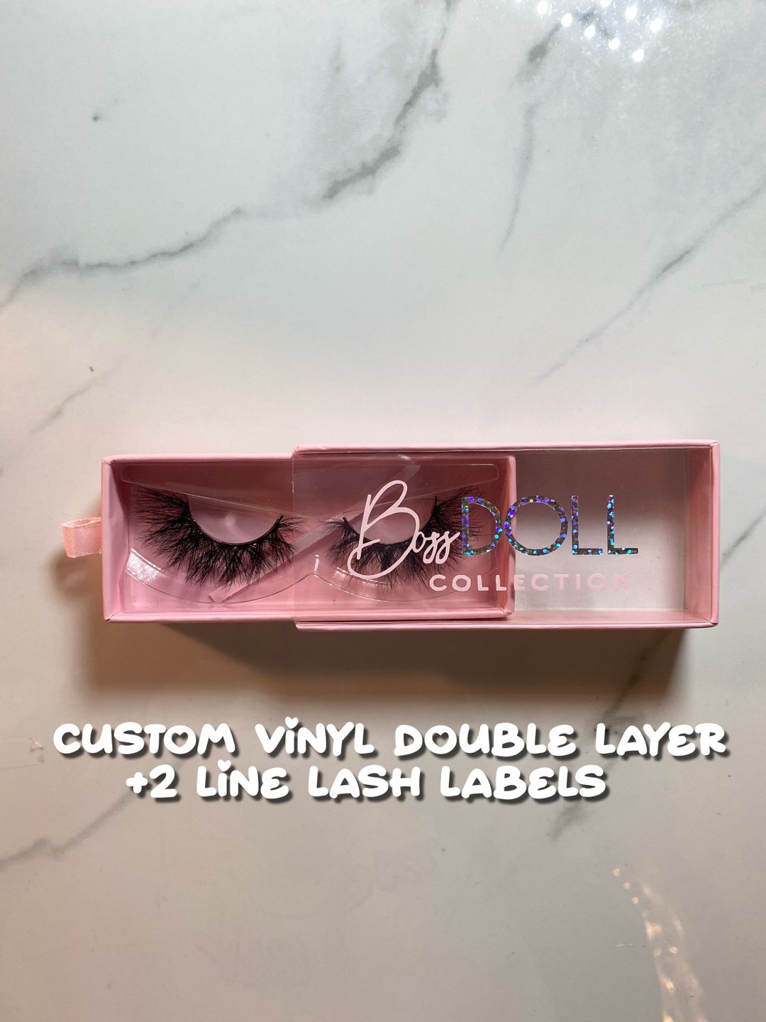 Custom Vinyl Double Layered +2 Line Lash Labels - Etsy