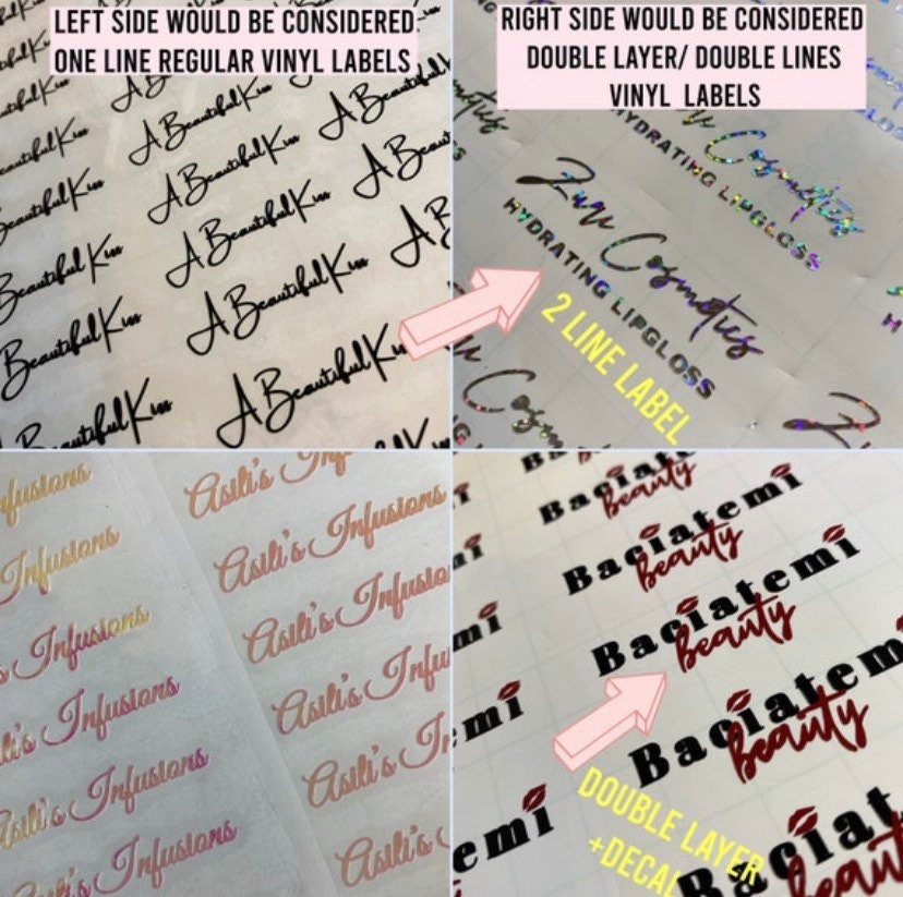 Custom Vinyl Double Layered 2 Line Lash Labels - Etsy