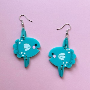 Handmade Laser Cut Acrylic Kawaii Ocean Sunfish Earrings Stocking ...
