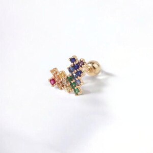 14k Solid Gold Dainty Rainbow Heart Earrings, Tiny Rainbow Heart Stud Earrings, Pride Earrings ...