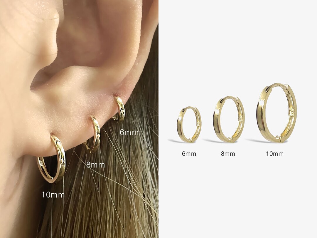 14k Solid Gold Hoop Earring, Small Gold Hoop Earring, Dainty Hoop Earring, Gold Huggie Hoop ...